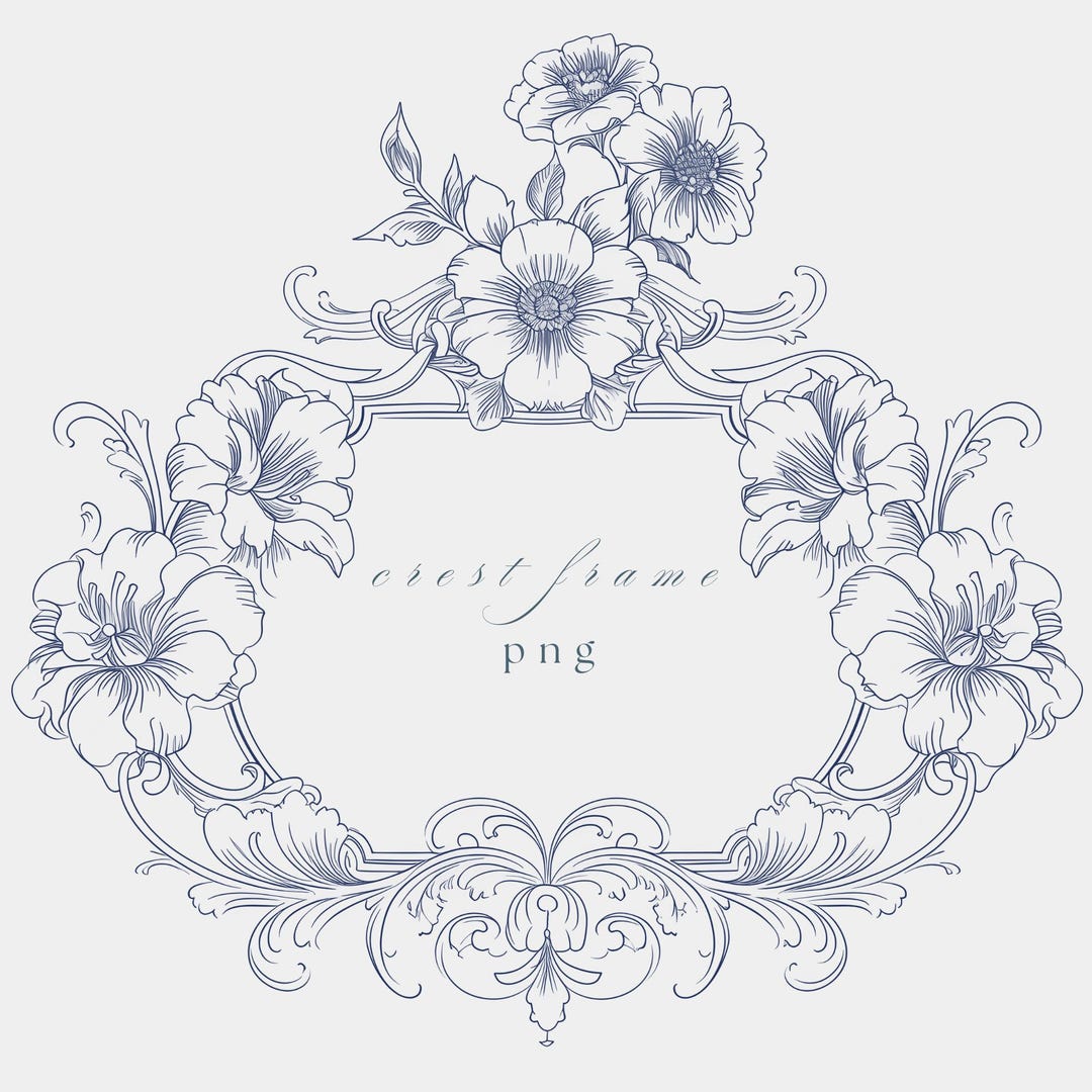 Floral Wedding Crest Frame PNG | Elegant Invitation Design (digital ...