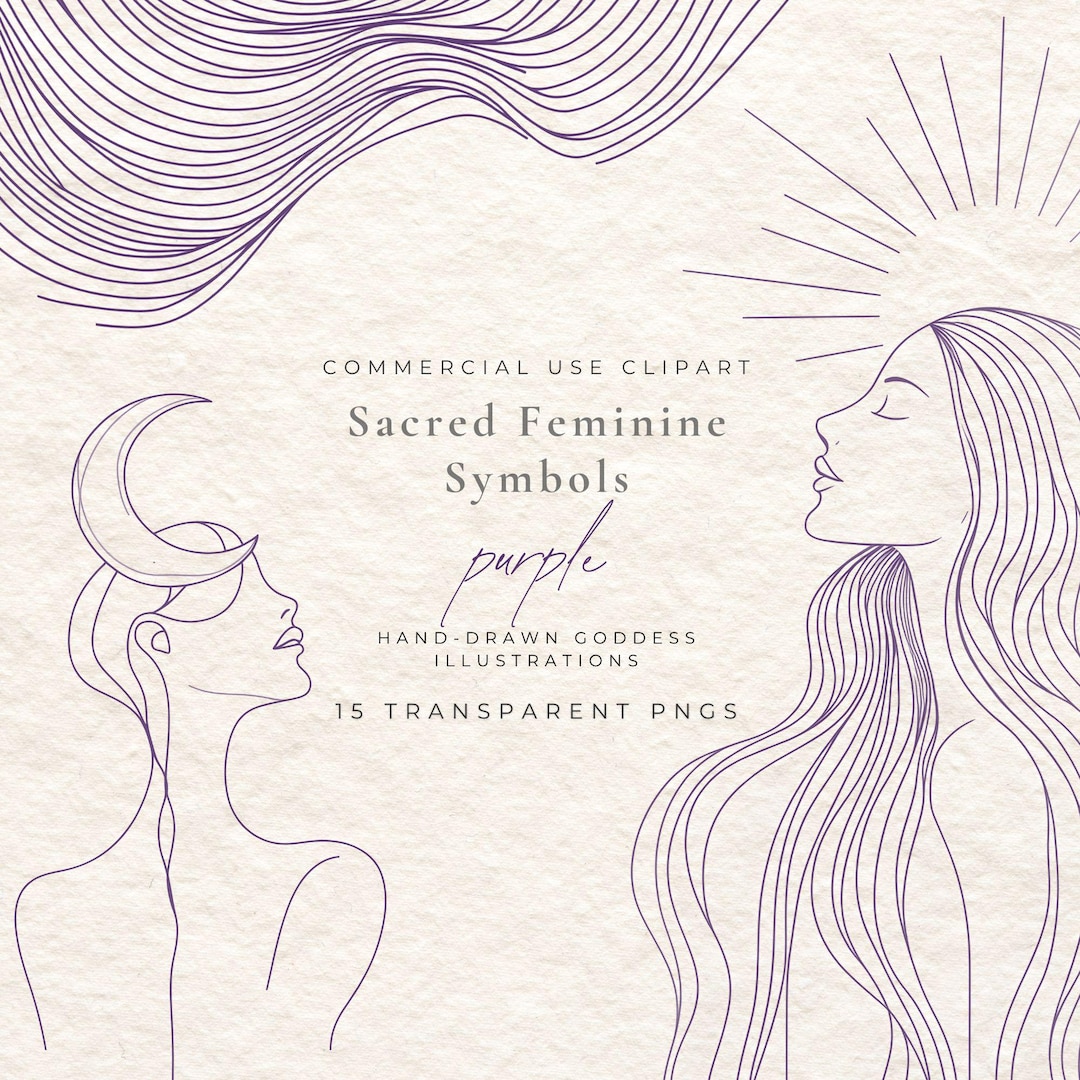 Divine Feminine Line Art | Goddess Symbols, Boho Tattoo Elements (PNG ...