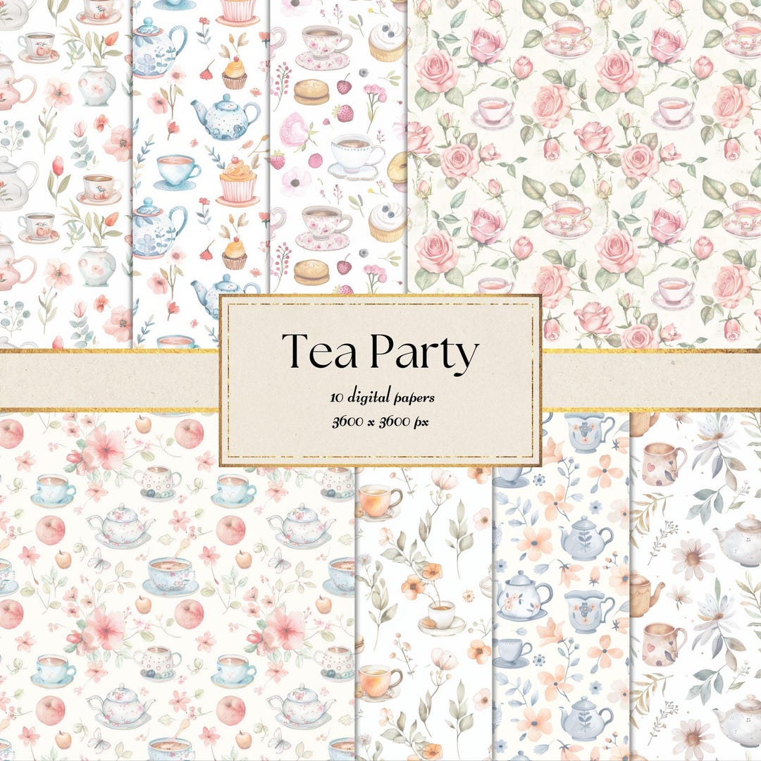 Cottagecore Seamless Patterns | Tea Party Digital Paper Pack | Soft ...
