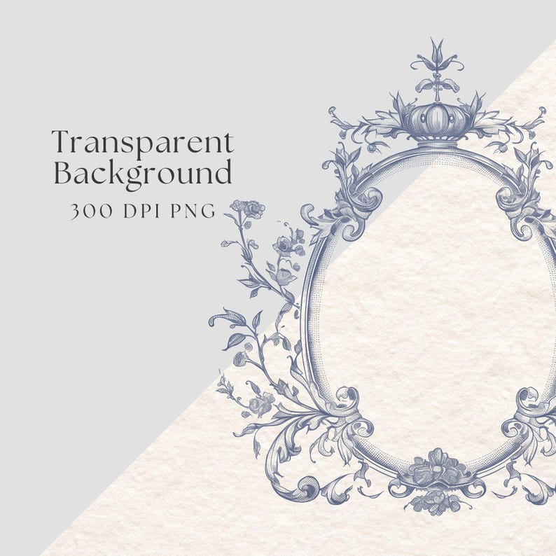 Baroque Wedding Crest Frame PNG | Floral Invitation Design (digital ...