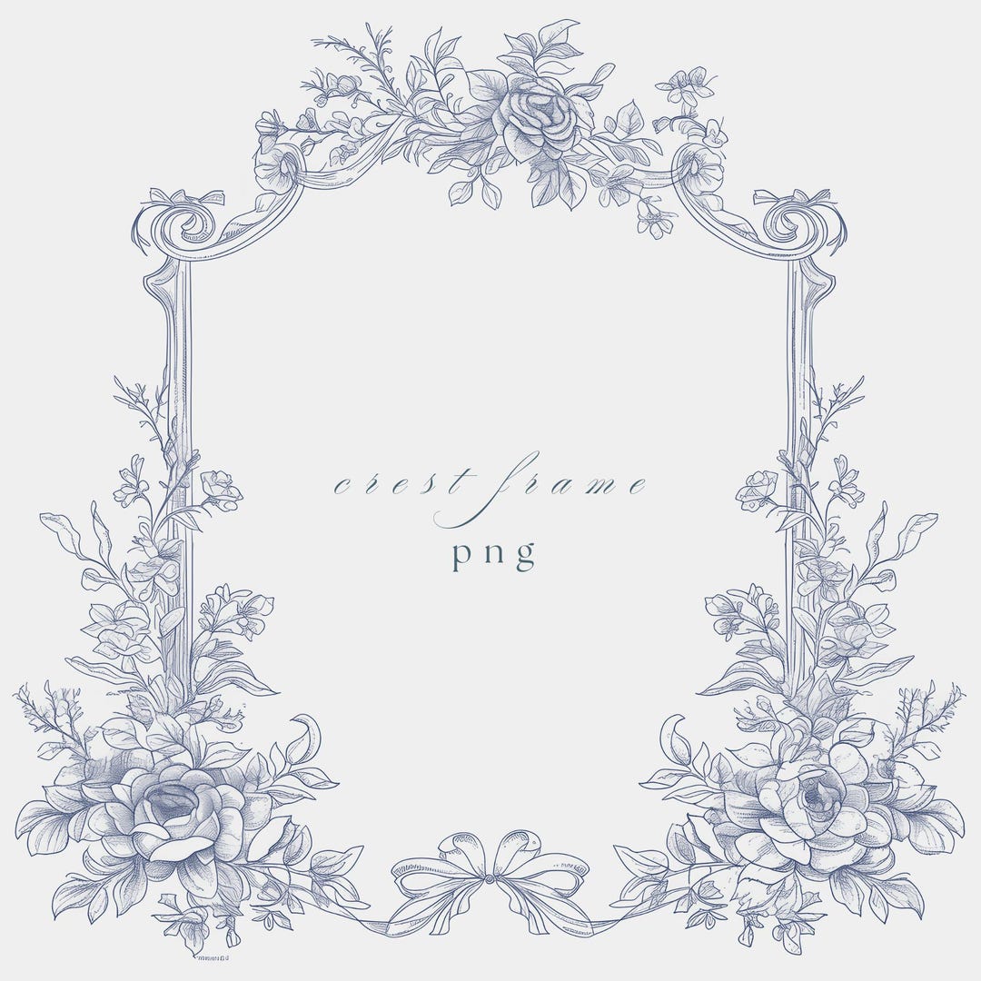 Floral Wedding Crest Frame | Elegant Invitation PNG (digital Download ...