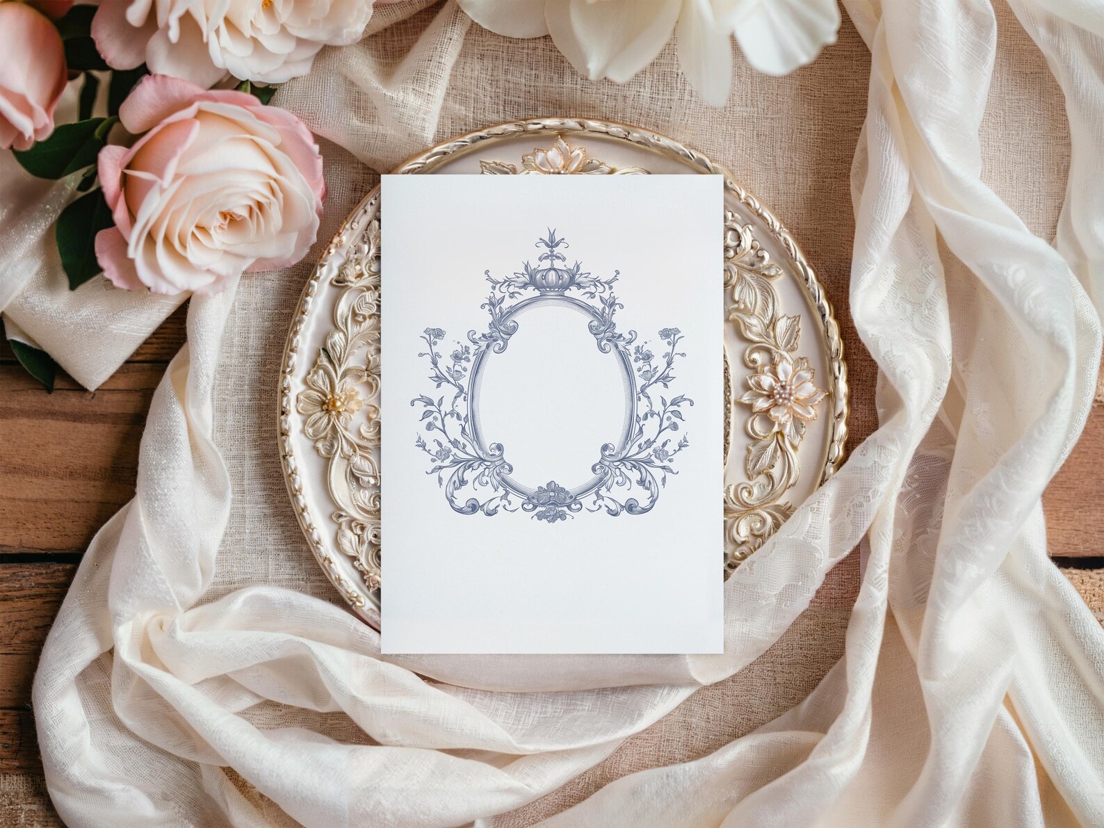 Baroque Wedding Crest Frame PNG | Floral Invitation Design (digital ...
