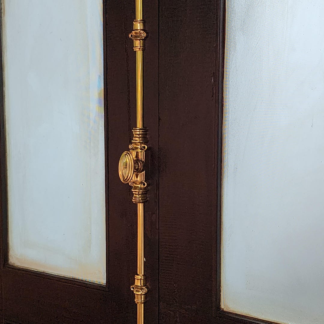 Set of Brass Cremone With Star Fruit Style Knob Polished Brass Finish ...