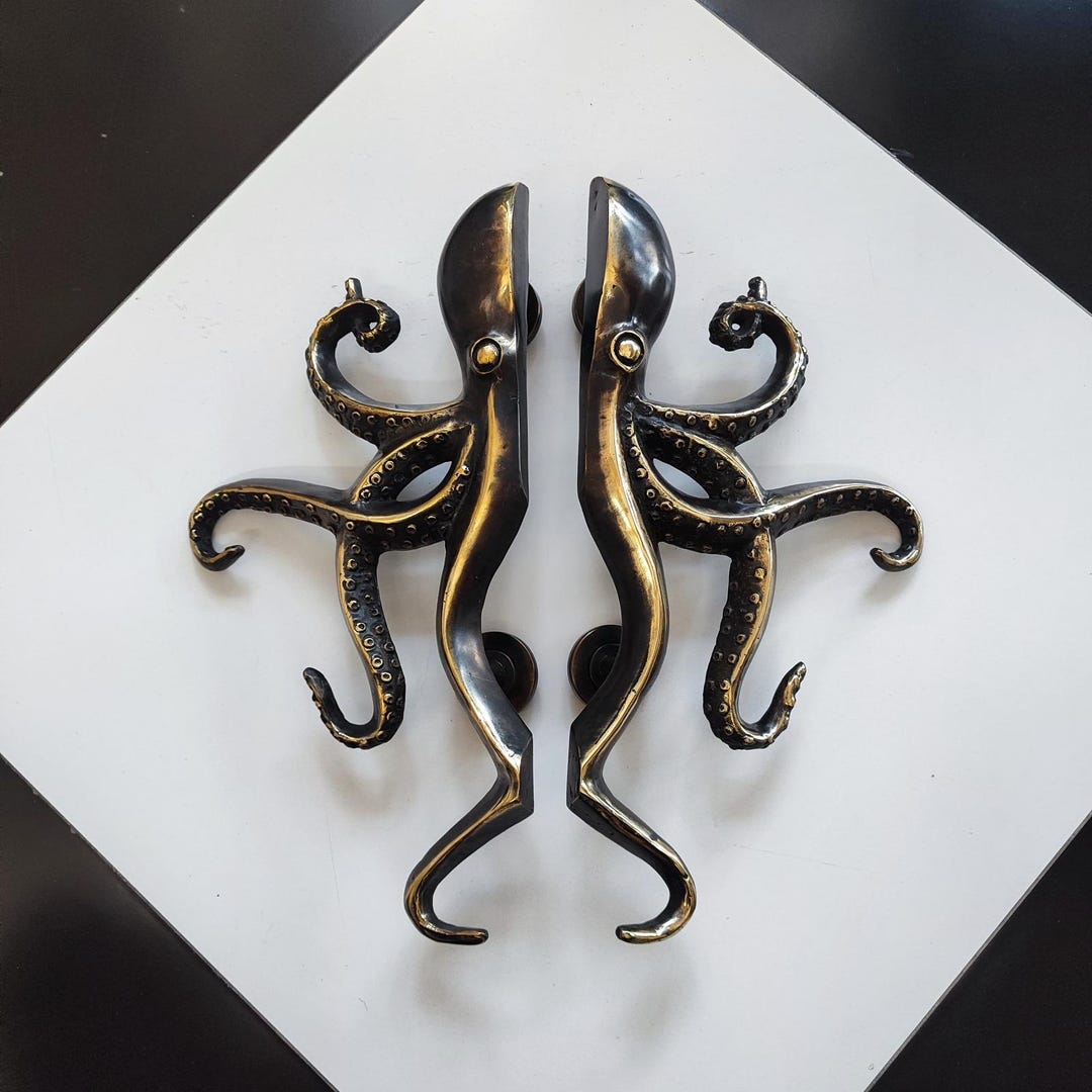 A Pair Octopus Style Door Handle 40cm Brass Cast Handle Pull Handmade ...