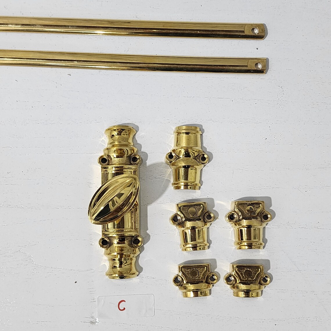 Code-c. 2 Sets of Small Star Fruit Brass Cremone Style Knob Polished ...