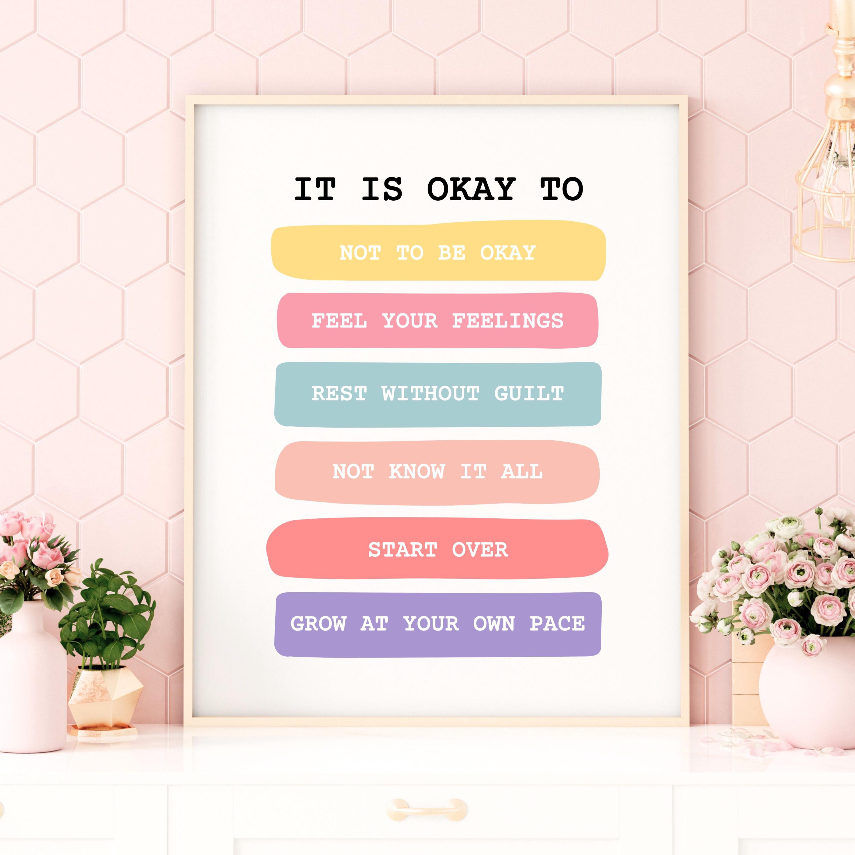 It's Okay to Not Be Okay Wall Art Printable Poster for Mindfulness Self ...