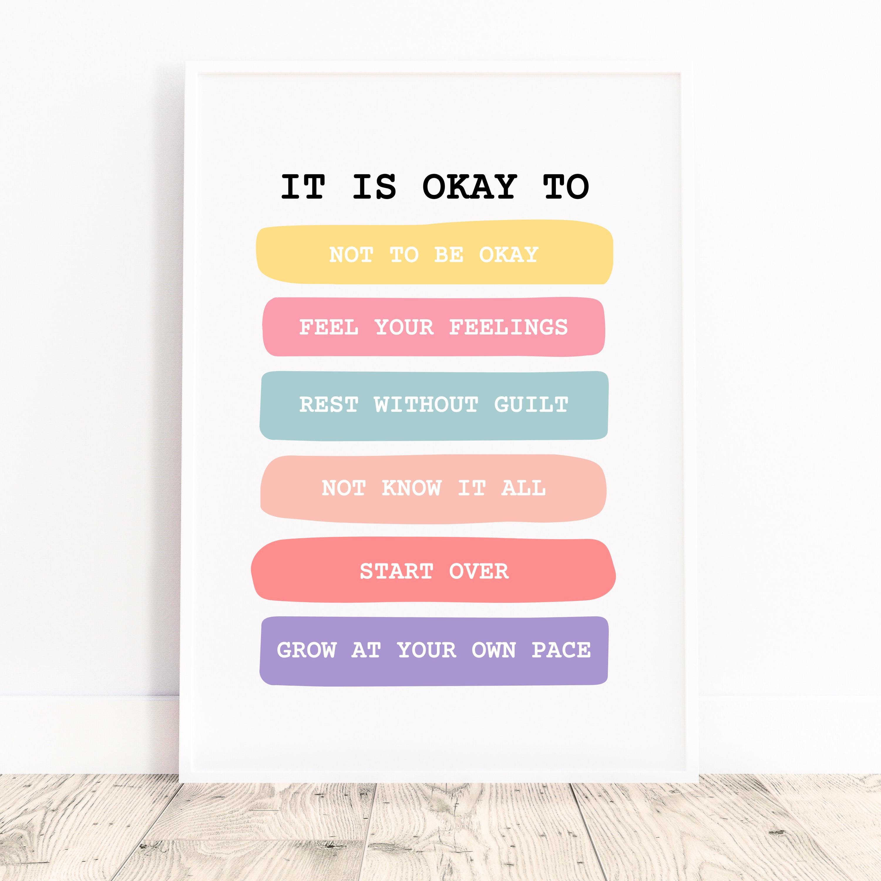 It's Okay to Not Be Okay Wall Art Printable Poster for Mindfulness Self ...