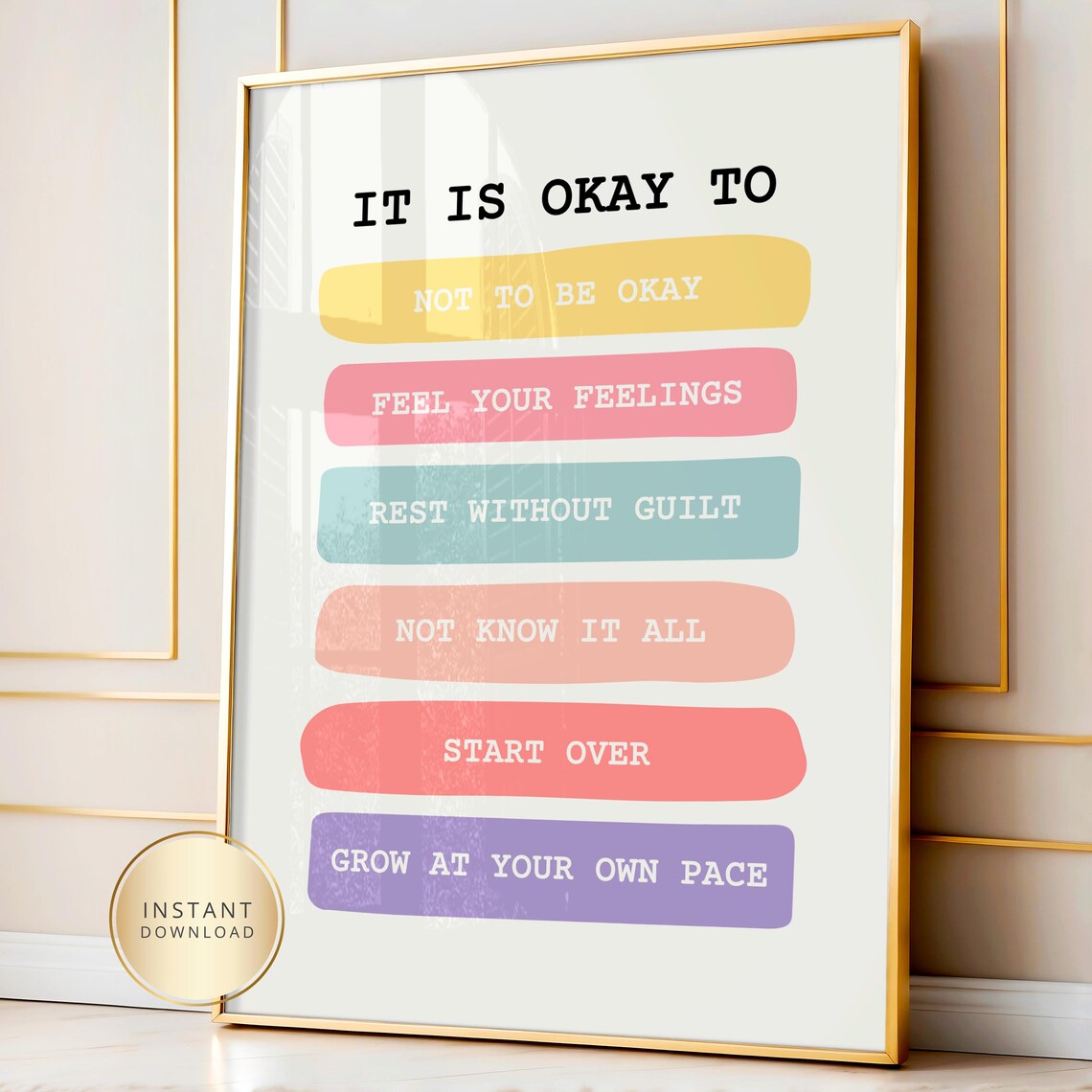 It's Okay to Not Be Okay Wall Art Printable Poster for Mindfulness Self ...