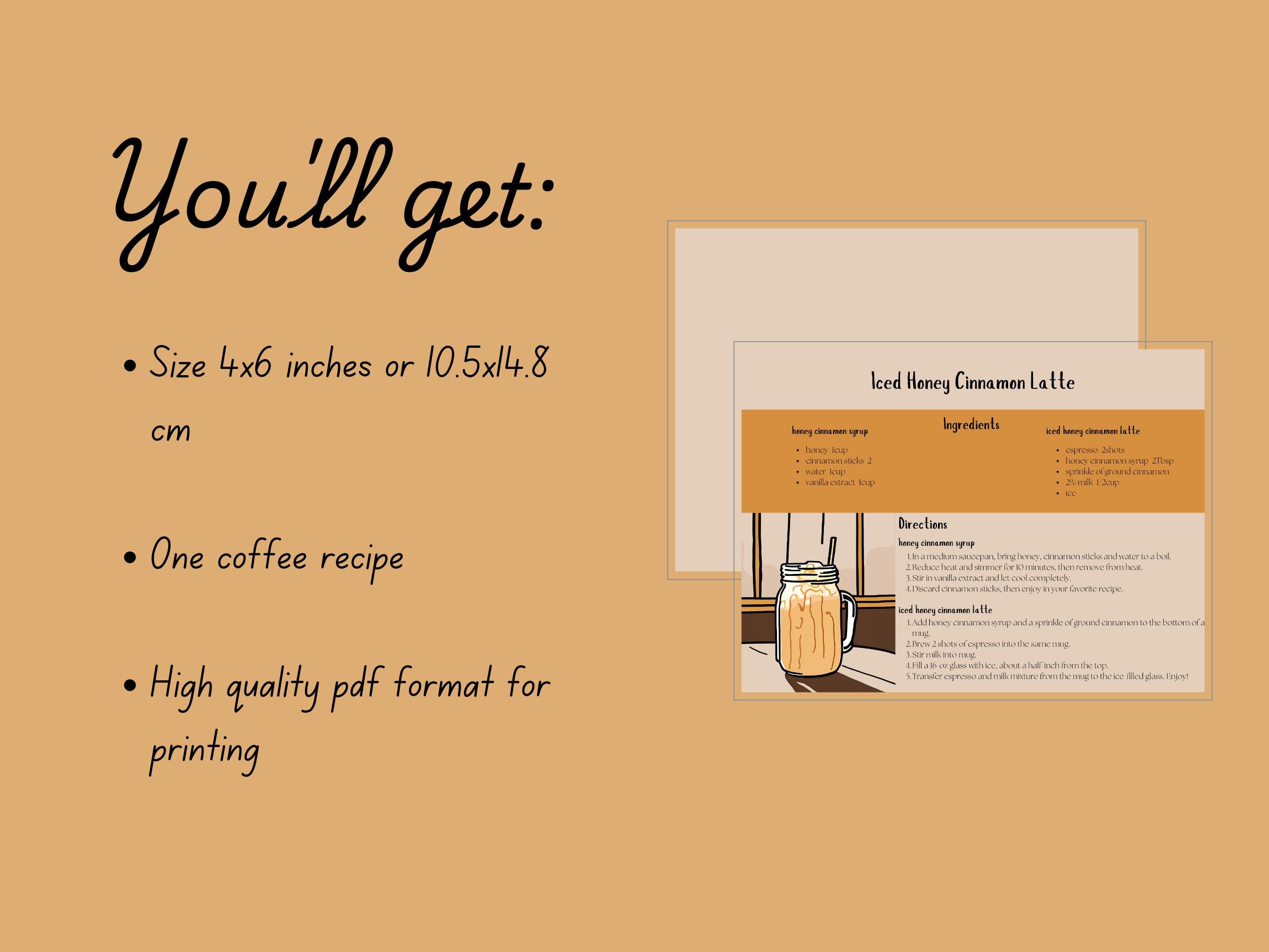 Starbucks Recipe Card Printable Coffee Recipe Card for Home Barista and ...
