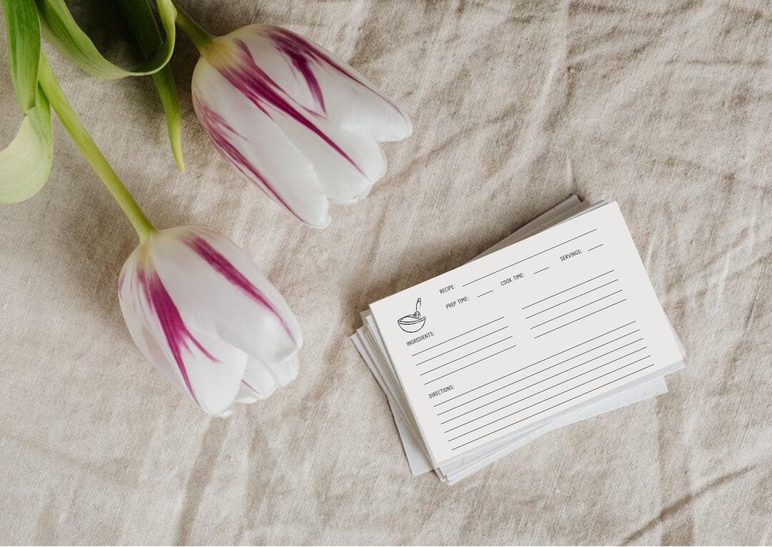 Minimalist Recipe Card, Clean Simple Design, Printable for Easy Recipe ...