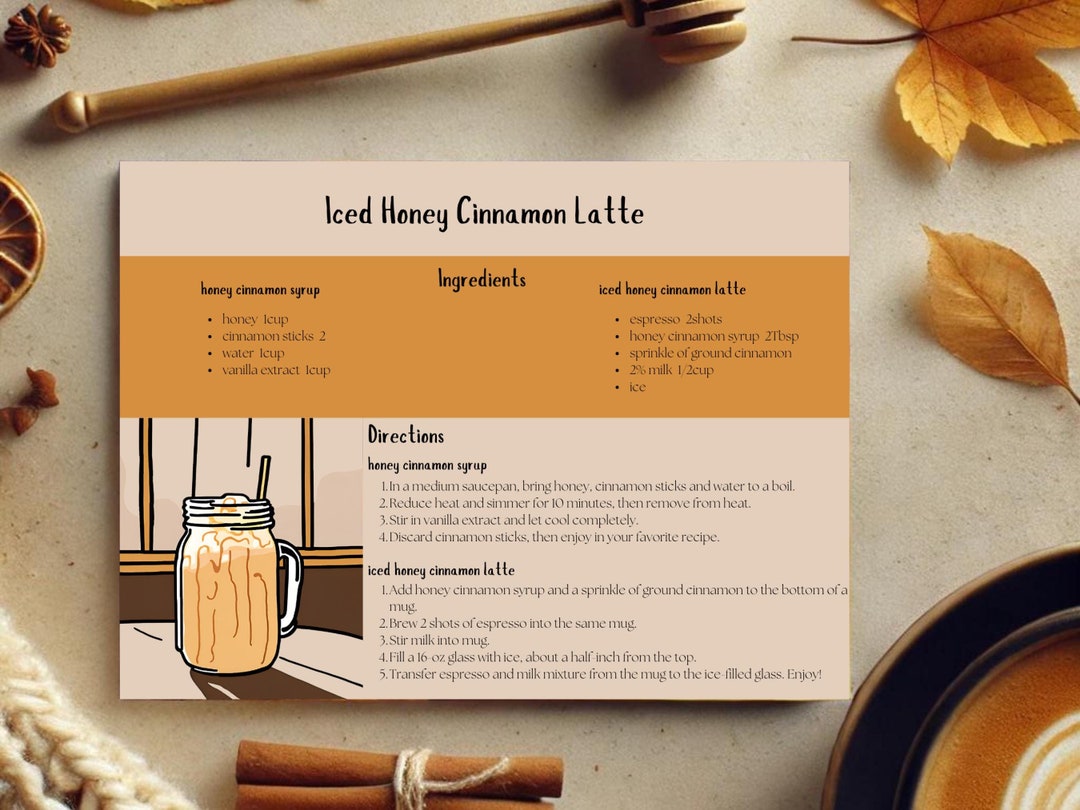 Starbucks Recipe Card Printable Coffee Recipe Card for Home Barista and ...