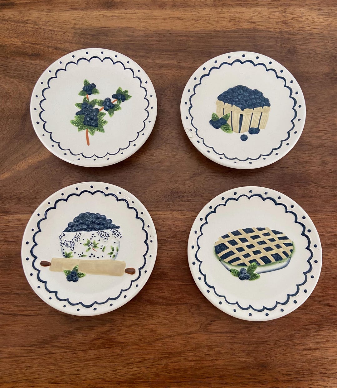 How to Make Blueberry Cobbler Plate Set – Complete Vintage Set in ...