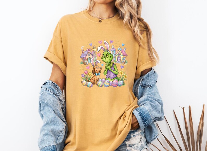 Easter Grinch Bunny Shirt, Cute Grinch & Max Easter Eggs Tee, Spring ...