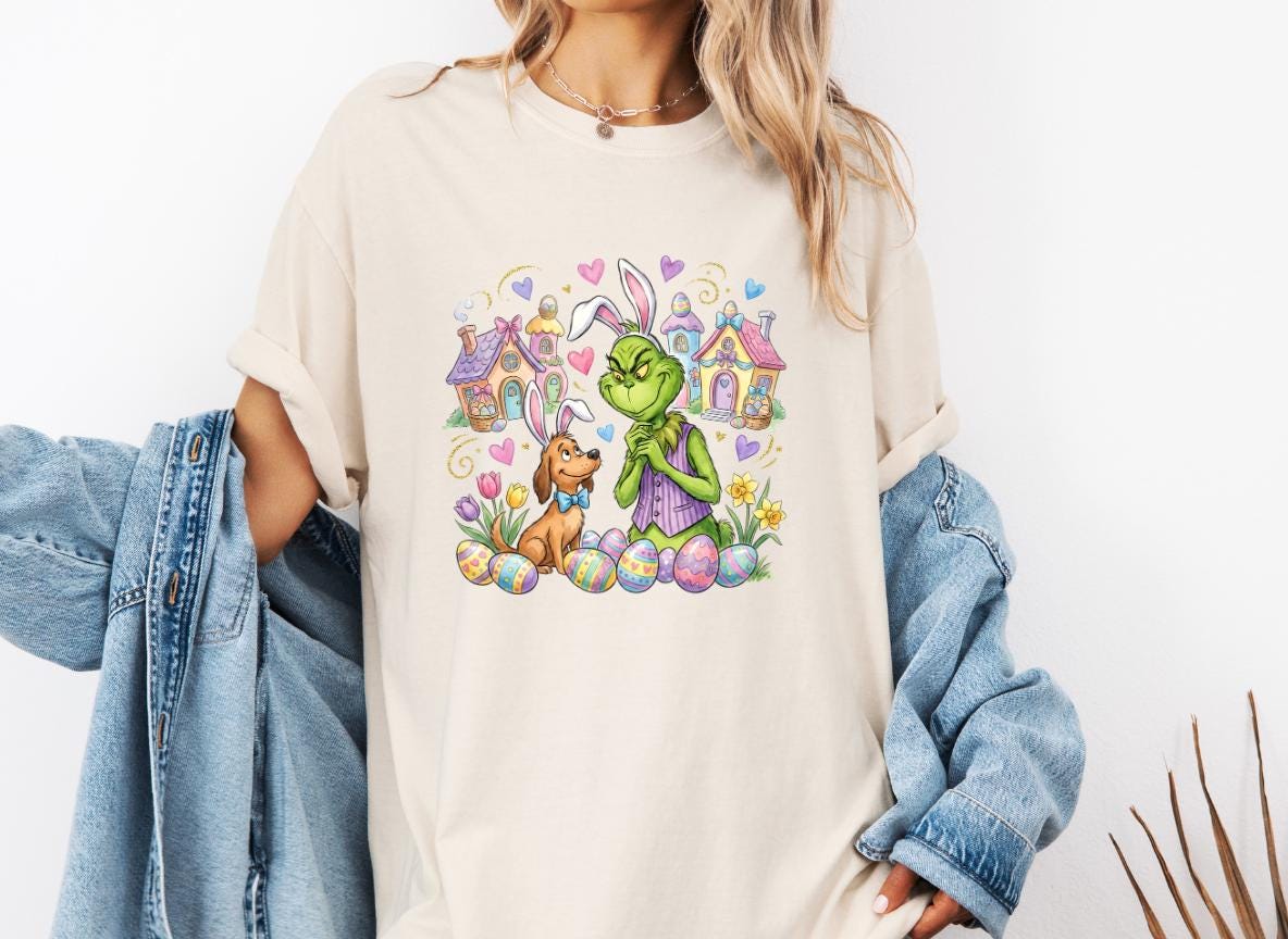 Easter Grinch Bunny Shirt, Cute Grinch & Max Easter Eggs Tee, Spring ...