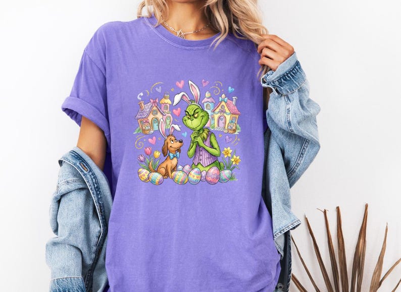 Easter Grinch Bunny Shirt, Cute Grinch & Max Easter Eggs Tee, Spring ...