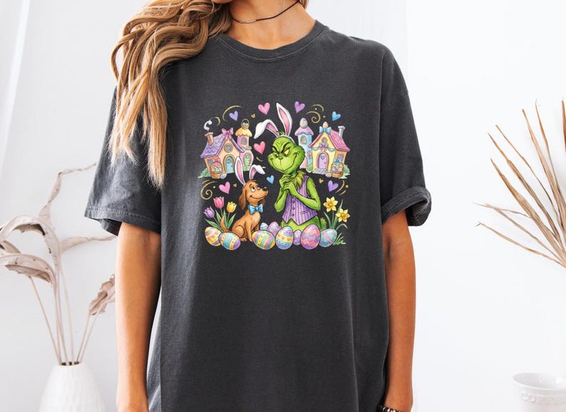 Easter Grinch Bunny Shirt, Cute Grinch & Max Easter Eggs Tee, Spring ...
