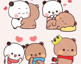 High Quality Vector Clipart Kawaii bubu dudu couples svg Cute Panda ...