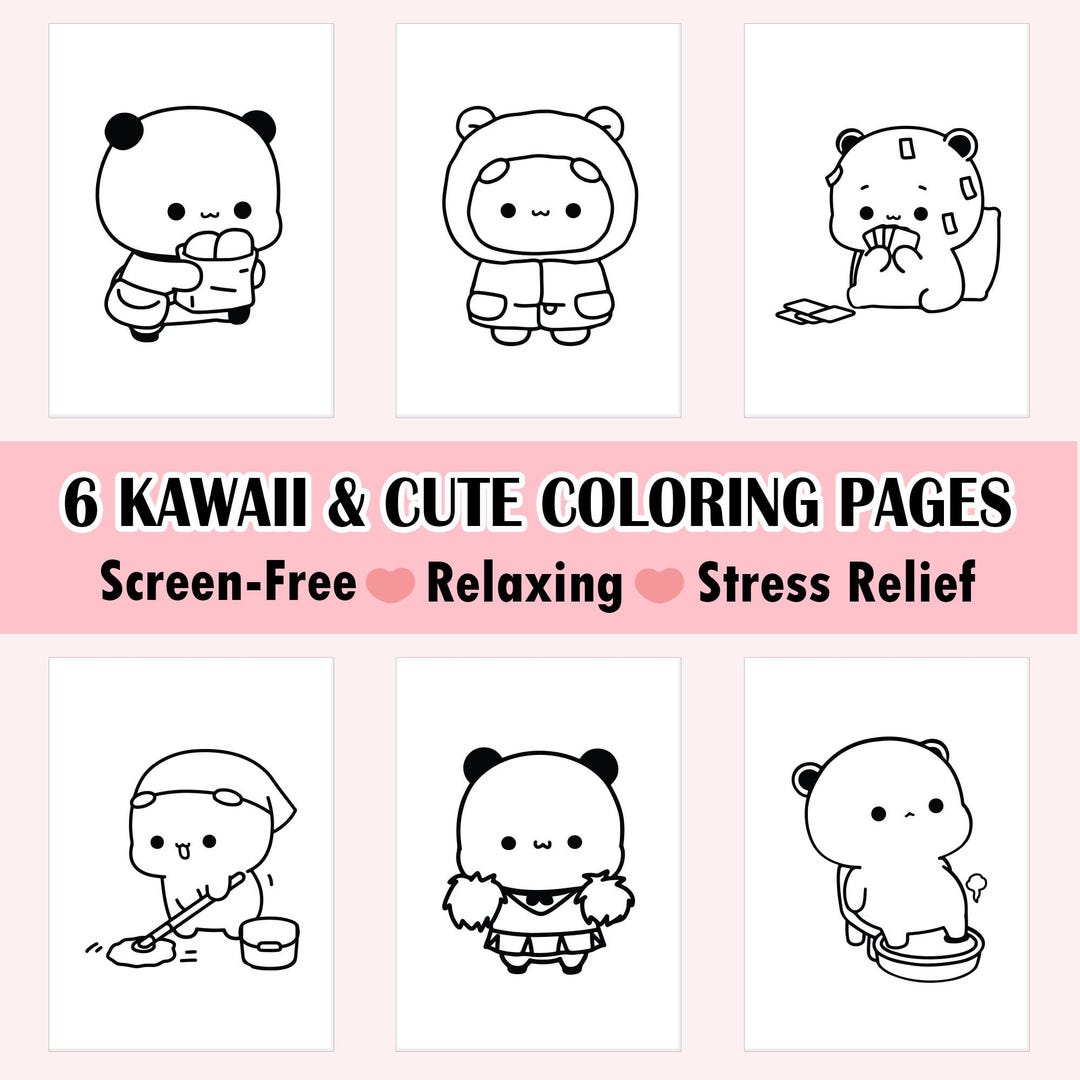 Kawaii Coloring Pages Dudu Bubu : Super Cute & Kawaii Panda Bear Animal ...