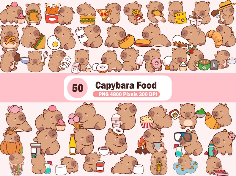 Capybara Food Pngs Bundle - Instant Download for Goodnotes Printable ...