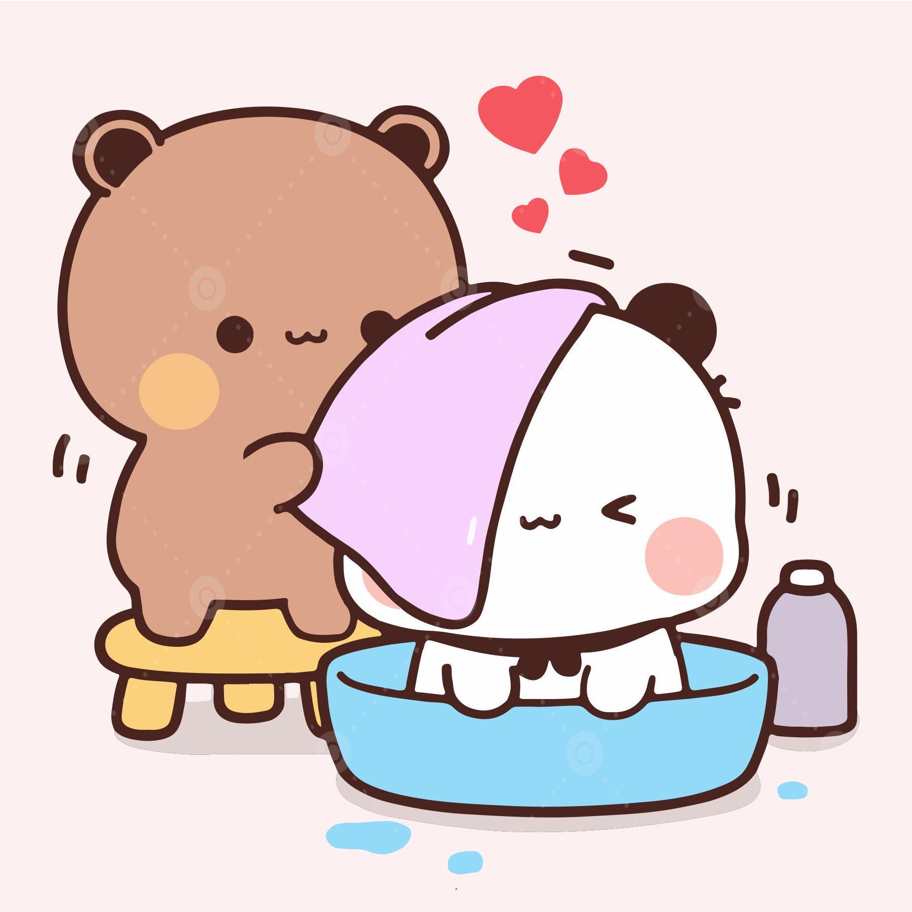 Kawaii Dudu Bubu Hug Love, Panda Bear Couple Love Svg, 10 Cute Dudu ...