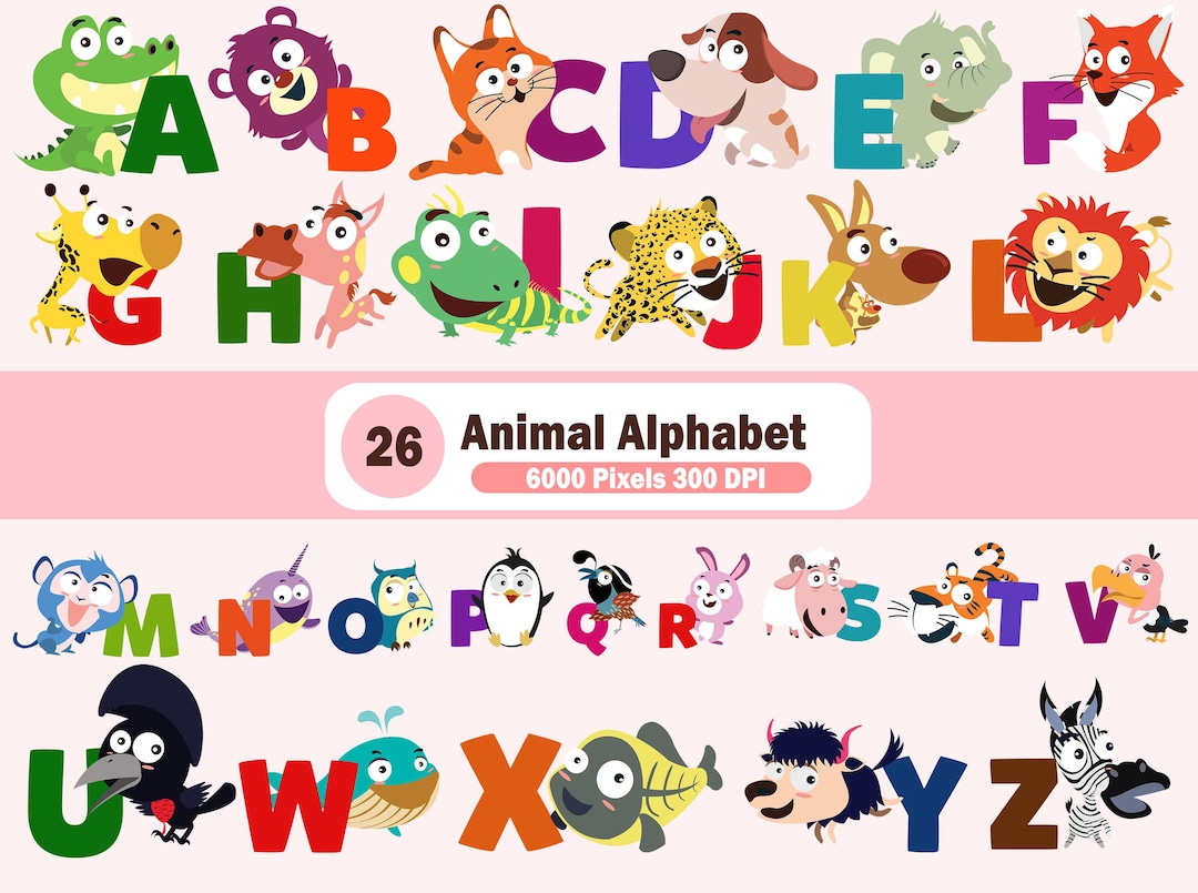 Cute Animal Alphabet Clipart, Cute Animal Letters PNG, Alphabet Letters ...