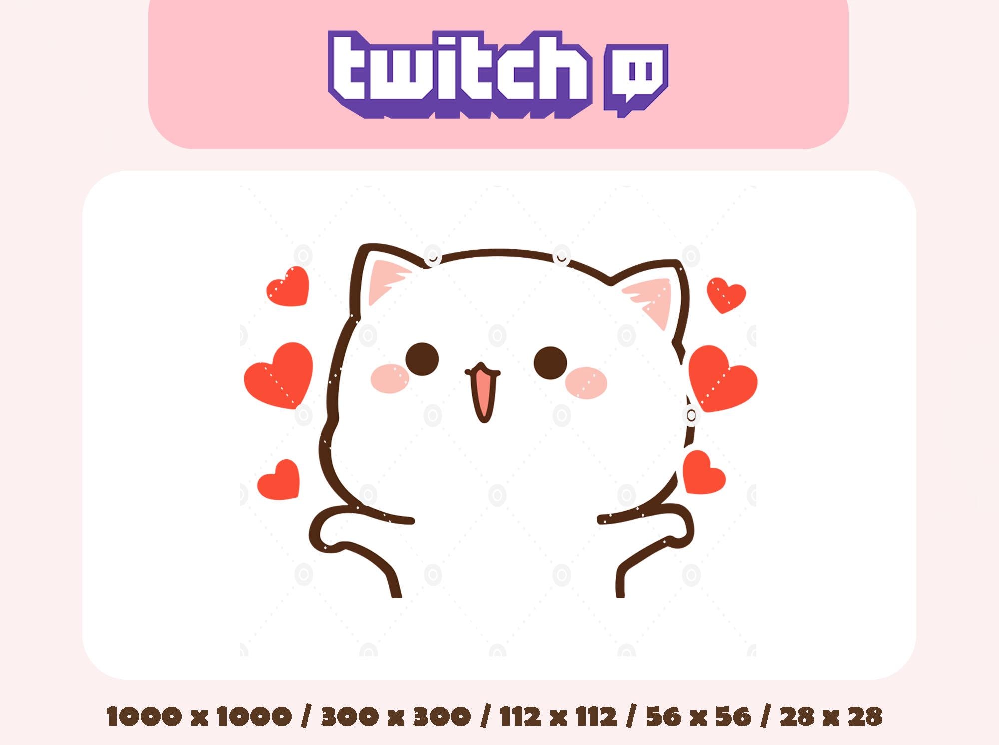 Emotes Twitch Cat, 6 Kawaii Peach Cat Mochi Emoji, Love Emote, Cute ...