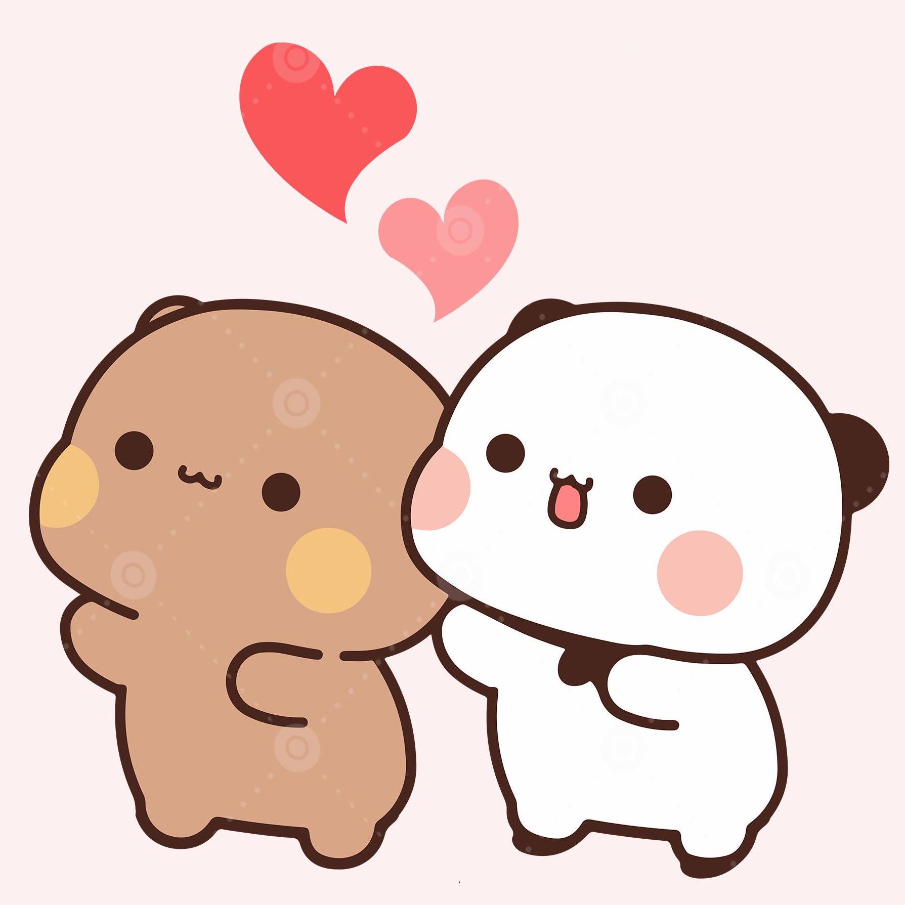 Kawaii Dudu Bubu Hug Love, Panda Bear Couple Love Svg, 10 Cute Dudu ...