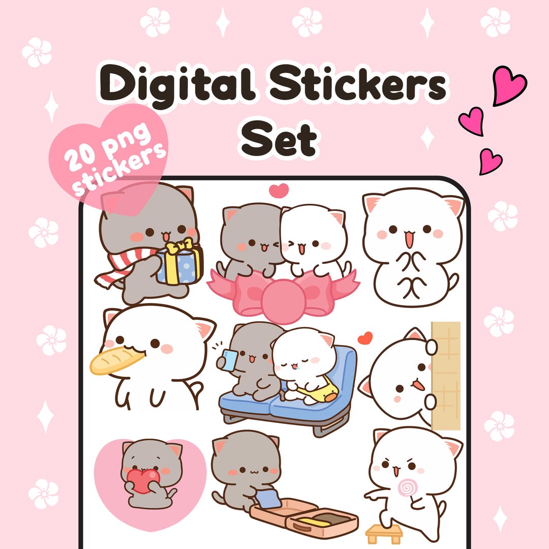 Digital Stickers Cute Cat Goodnotes Sticker Pack – Adorable Digital ...