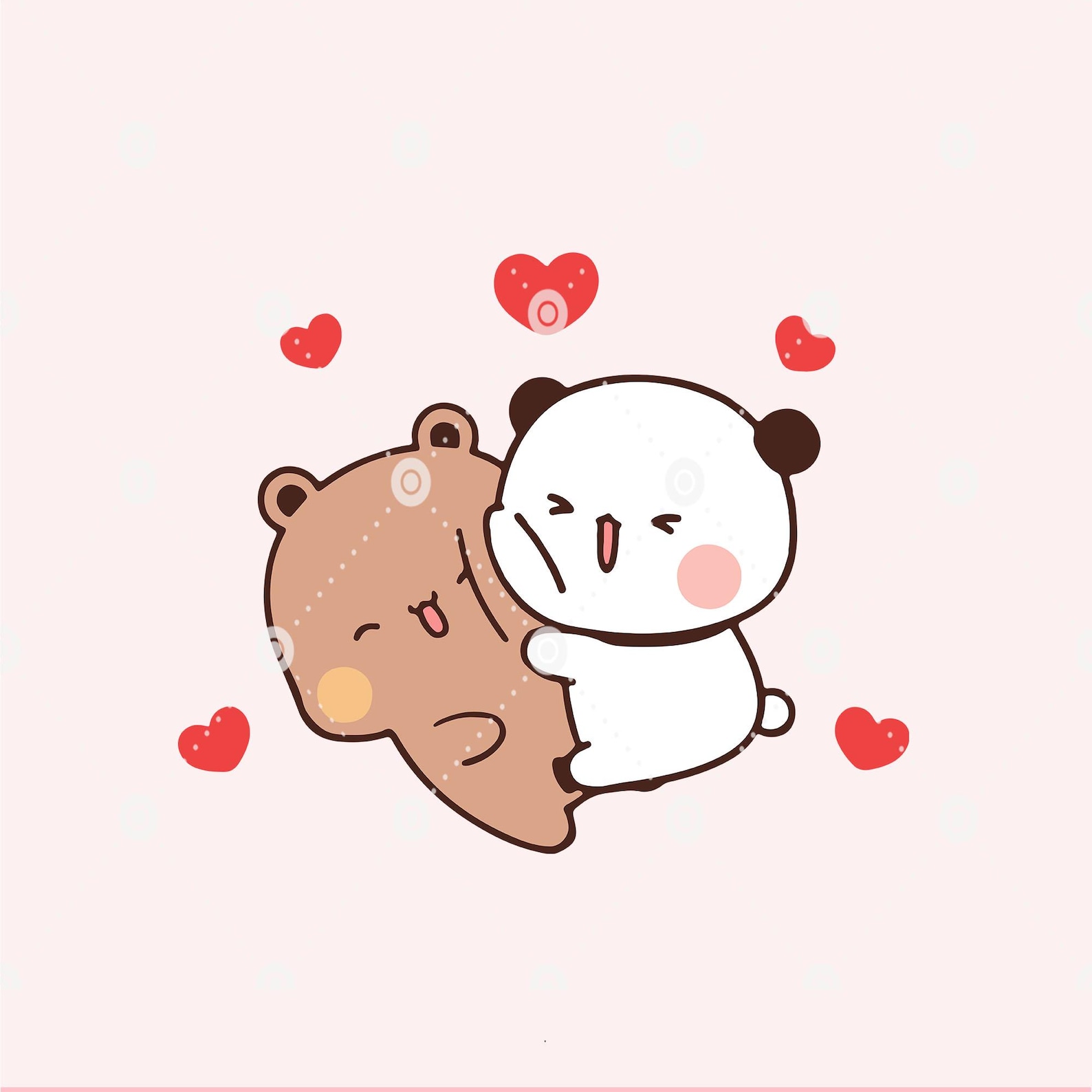 Kawaii Dudu Bubu Hug Love, Panda Bear Couple Love Svg, 10 Cute Dudu ...