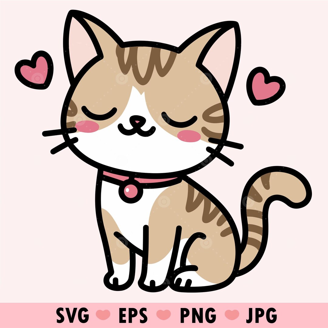Kawaii Cat Svg Png Kawaii Animals Cute Cat Clipart Cute Cat Clipart Set ...