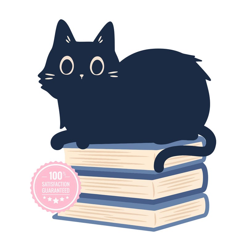 Bookish Cat PNG Bundle Bookish Kawaii Kitten Sublimation Book Lover ...
