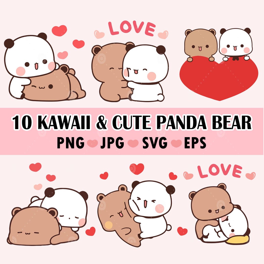 Kawaii Cute Bundle Panda Bear, Kawaii Clipart Set, Cute Animals Clip ...