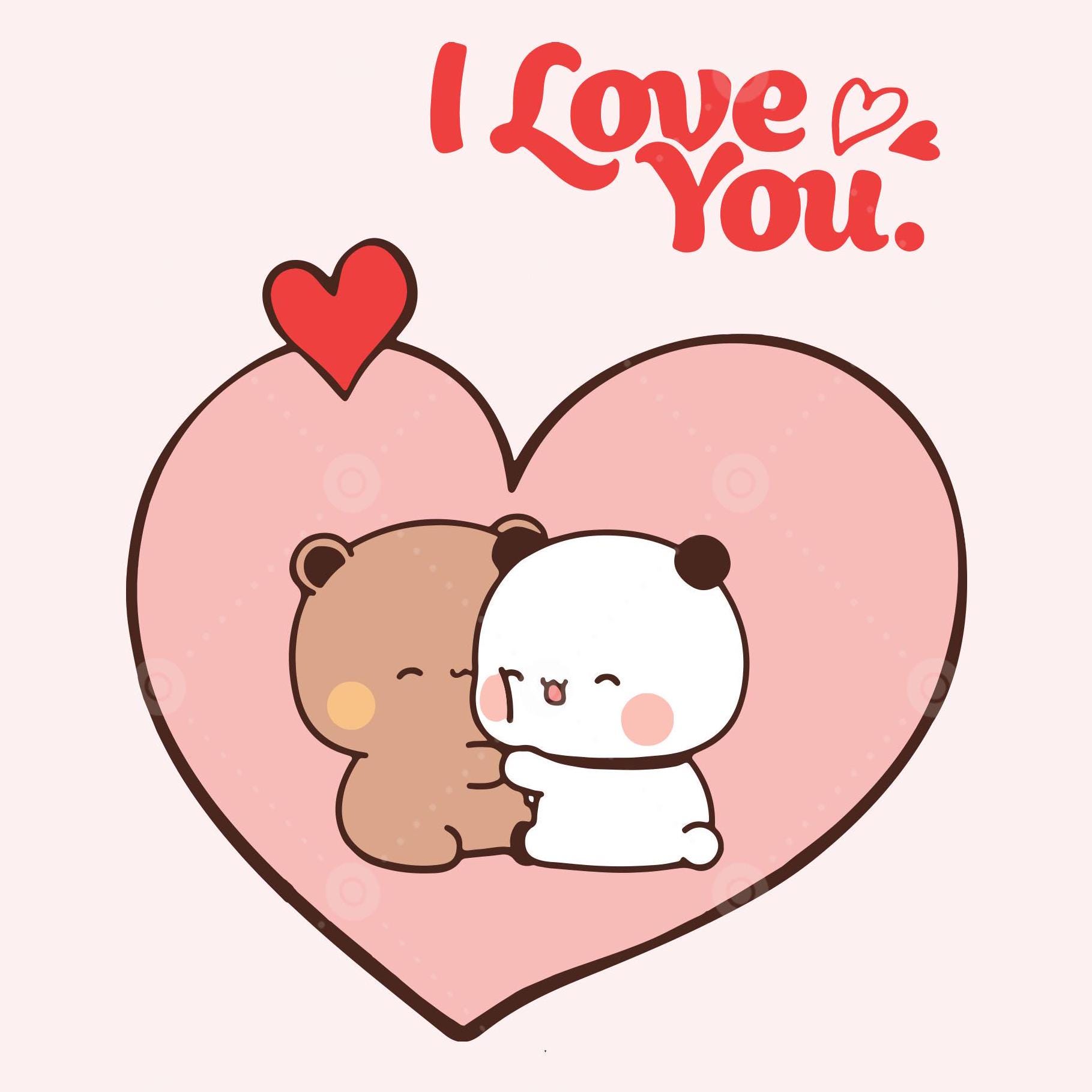 Kawaii Dudu Bubu Hug Love, Panda Bear Couple Love Svg, 10 Cute Dudu ...