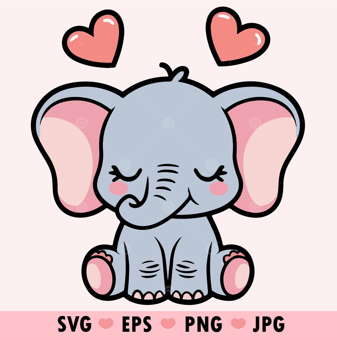Cute Elephant Clipart Kawaii Elephant Cute Elephant Clipart Set High ...