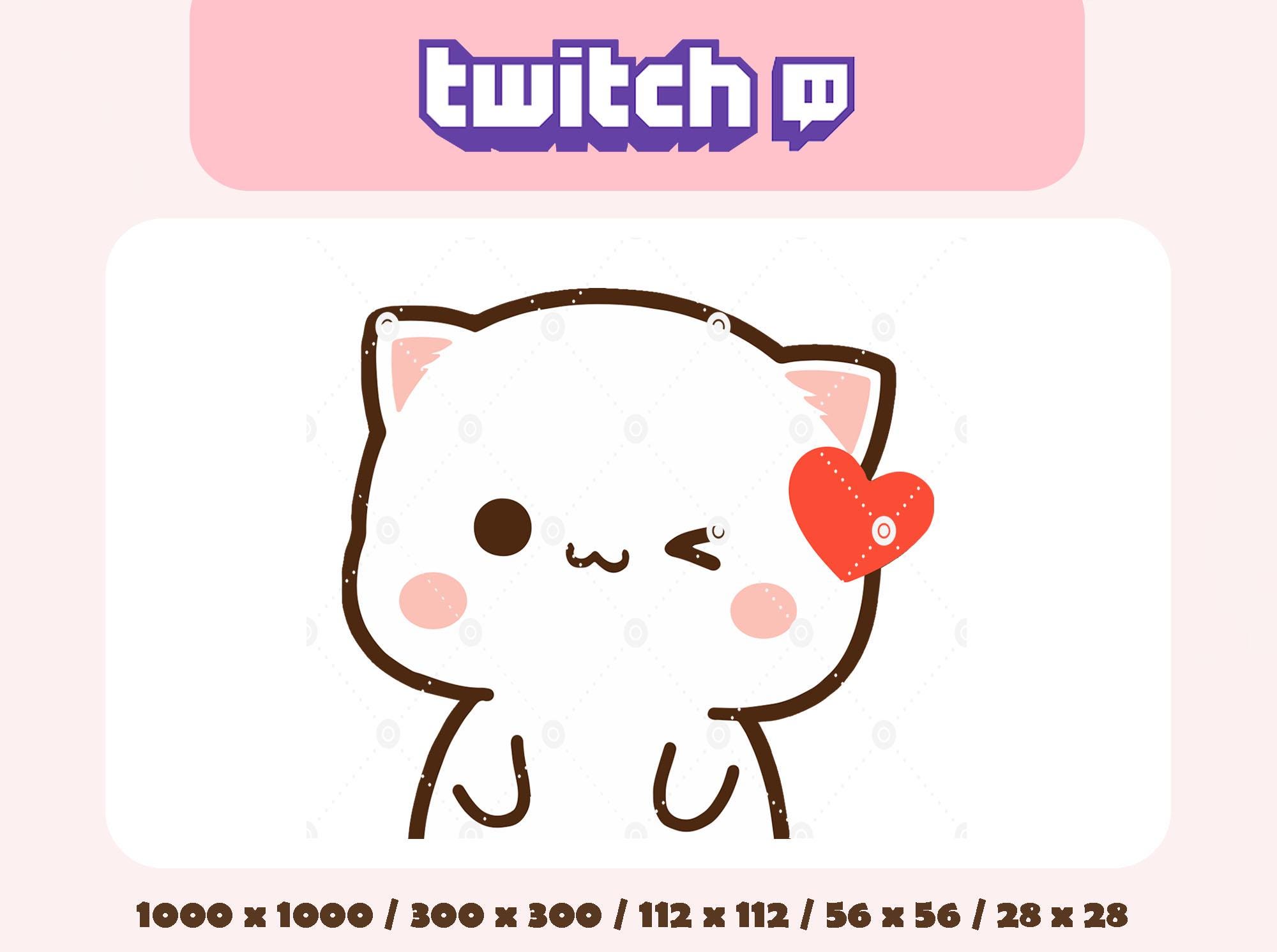 Emotes Twitch Cat, 6 Kawaii Peach Cat Mochi Emoji, Love Emote, Cute ...