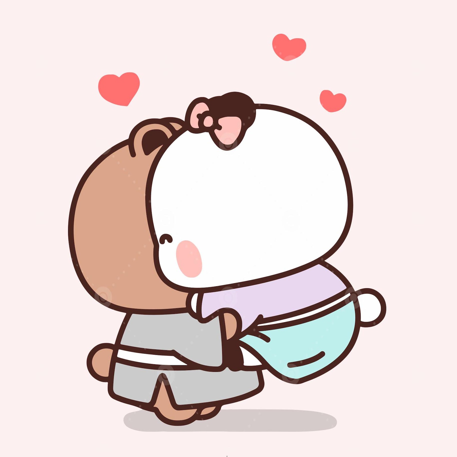 Kawaii Dudu Bubu Hug Love, Panda Bear Couple Love Svg, 10 Cute Dudu ...