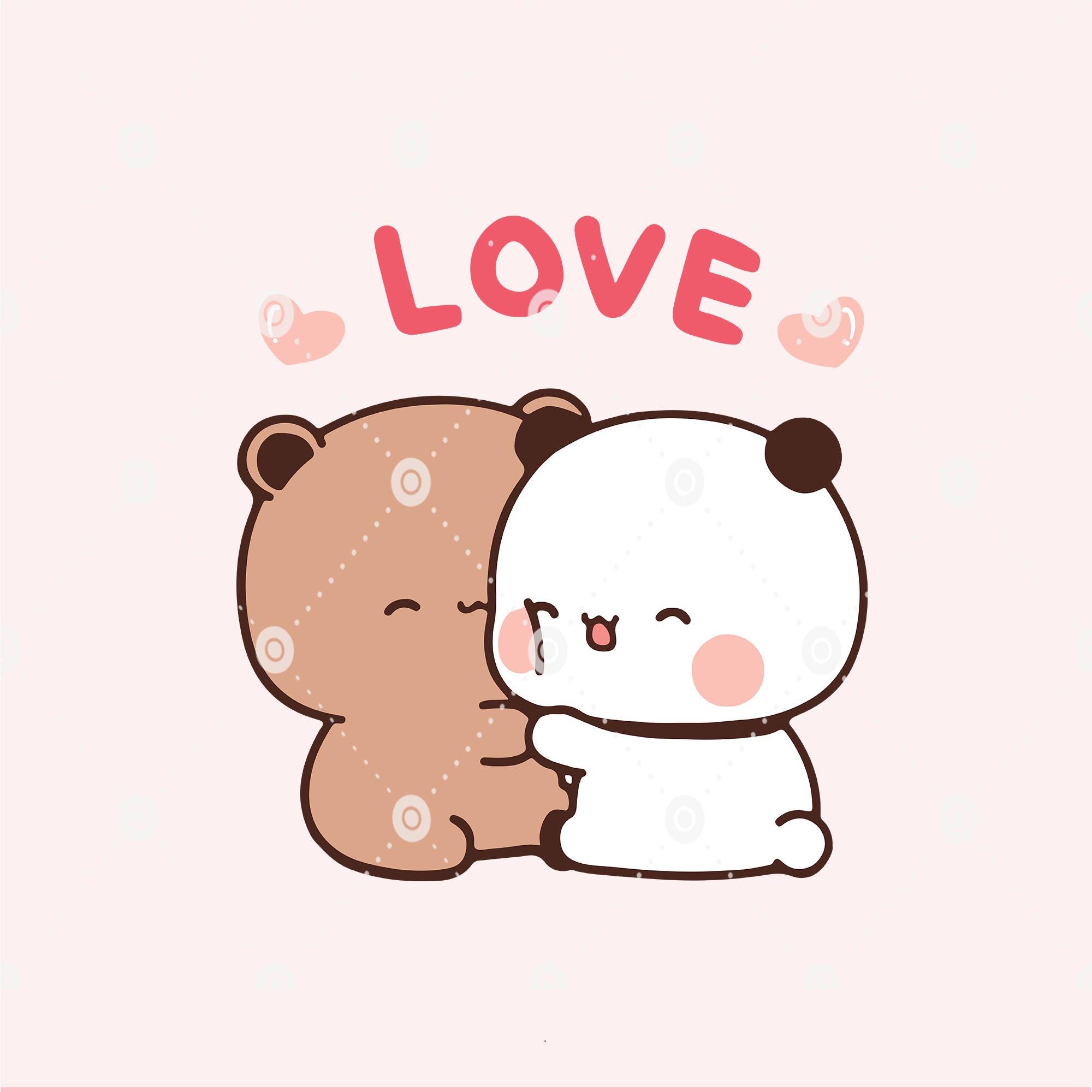 Kawaii Dudu Bubu Hug Love, Panda Bear Couple Love Svg, 10 Cute Dudu ...