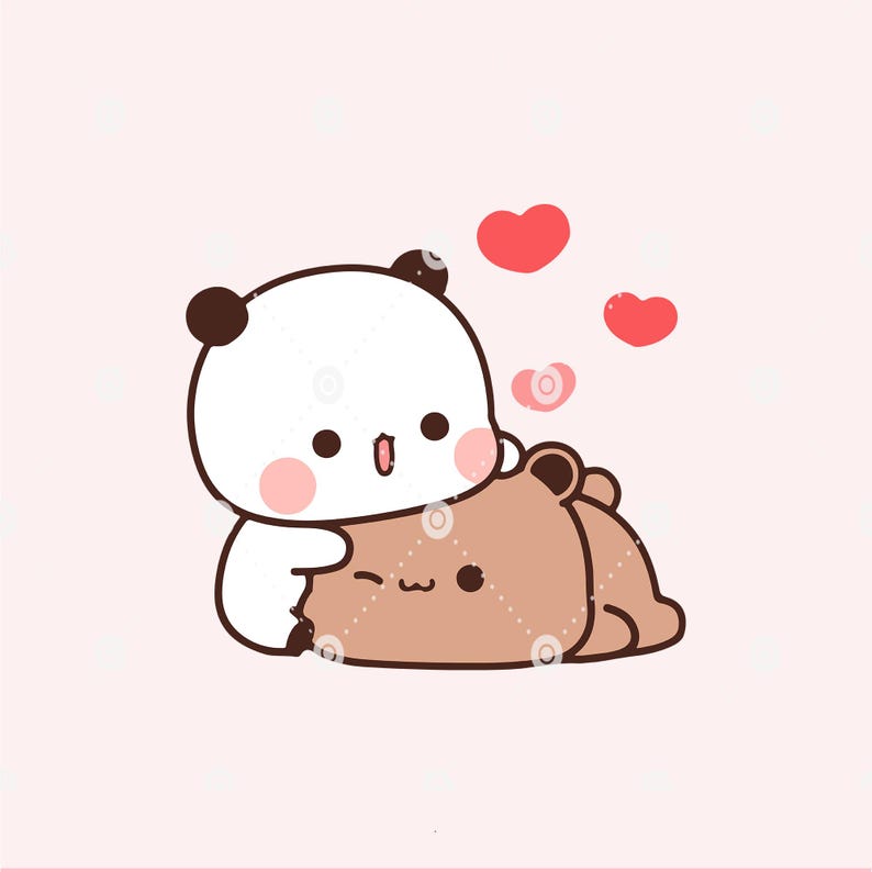 Kawaii Dudu Bubu Hug Love, Panda Bear Couple Love Svg, 10 Cute Dudu ...