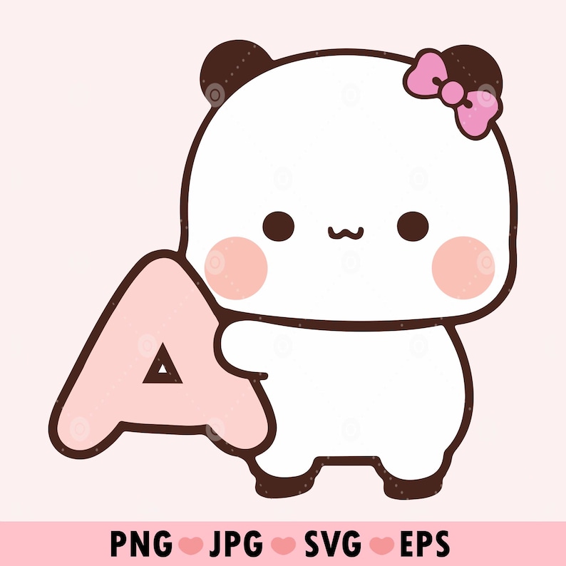 Animals Alphabet A Clipart, Kawaii Panda Bear Monogram A Png, Cute Bubu ...