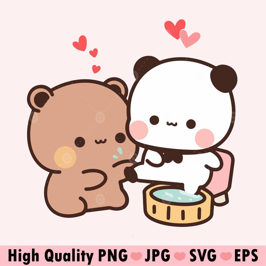 Love Couple Kawaii Panda Bear Svg, Lovely Panda and Bear Cute Dudu Bubu ...
