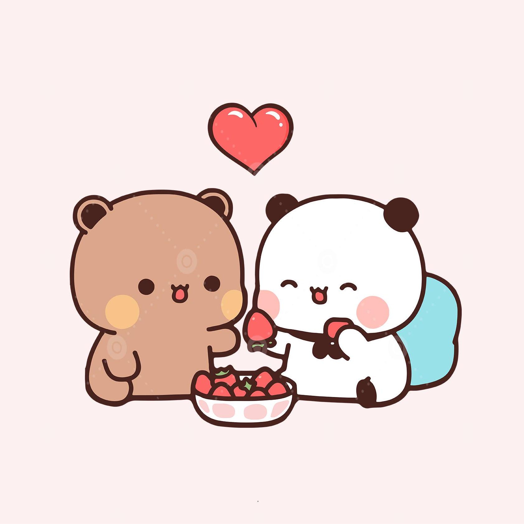 Kawaii Dudu Bubu Hug Love, Panda Bear Couple Love Svg, 10 Cute Dudu ...