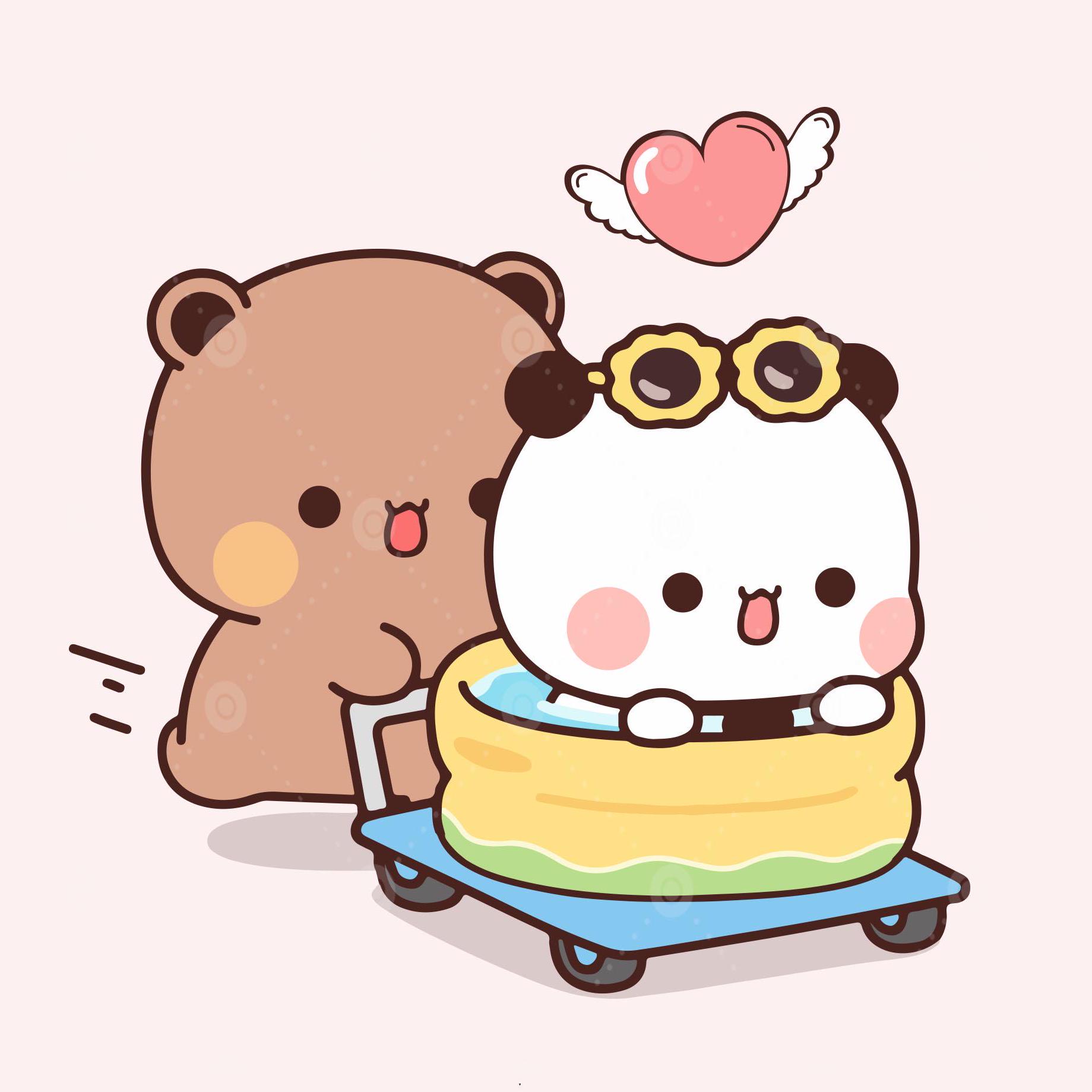 Kawaii Dudu Bubu Hug Love, Panda Bear Couple Love Svg, 10 Cute Dudu ...