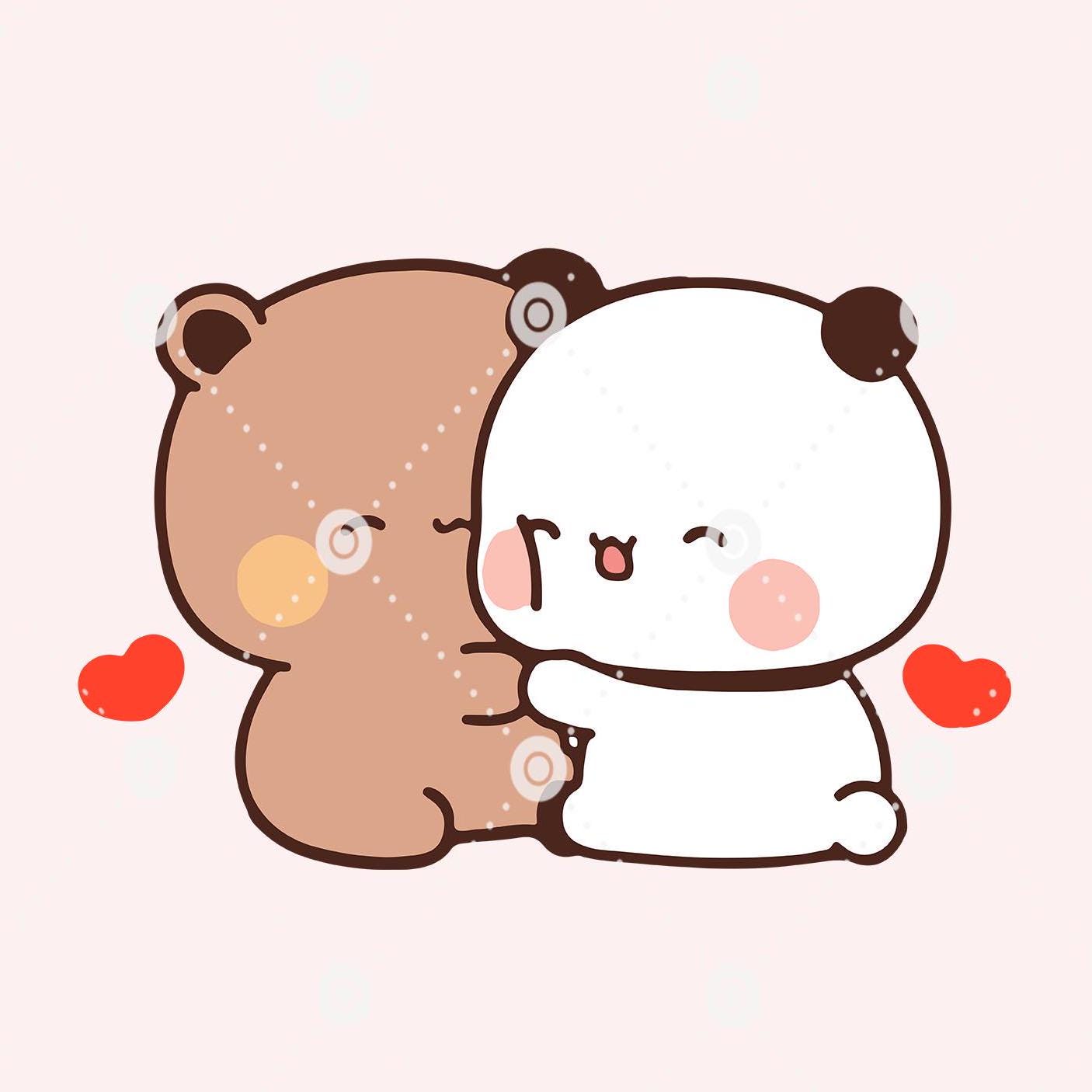 Kawaii Cute Dudu Bubu Hug Love, Panda Bear Couple Love Svg, 10 Cute ...