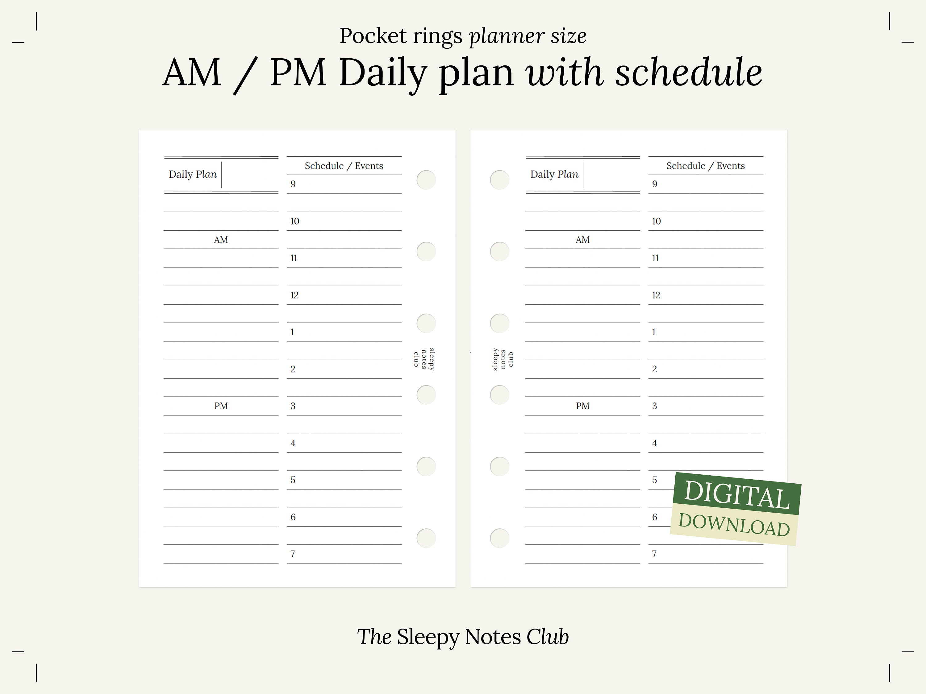 05 Pocket Size Printable – AM PM Daily Plan With Schedule – Daily ...