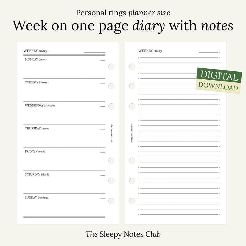 Week on One Page Layout - Etsy