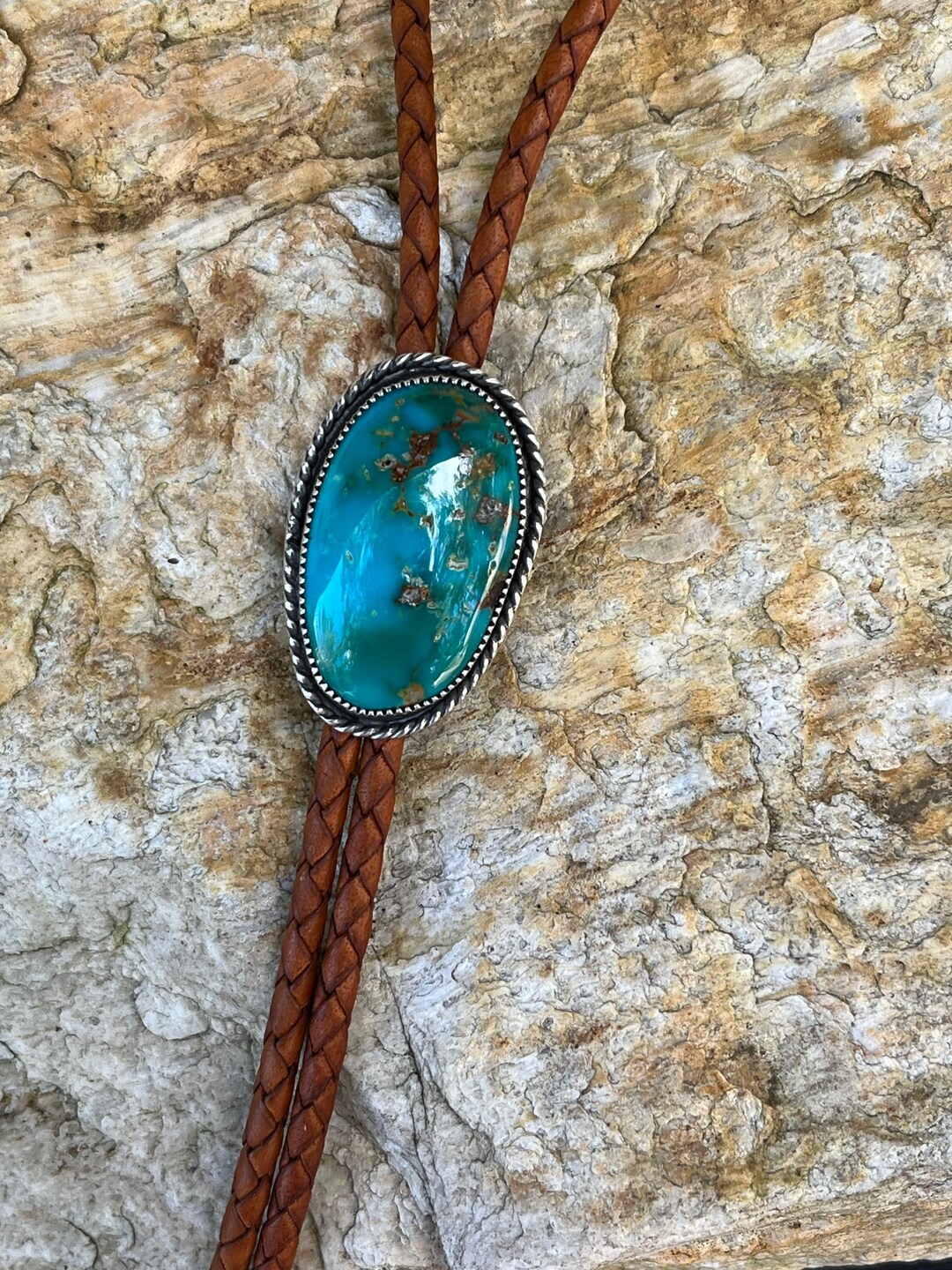 Sterling, Silver, Kingman, Turquoise, Bolo, Necklace, Neckwear, Bola ...