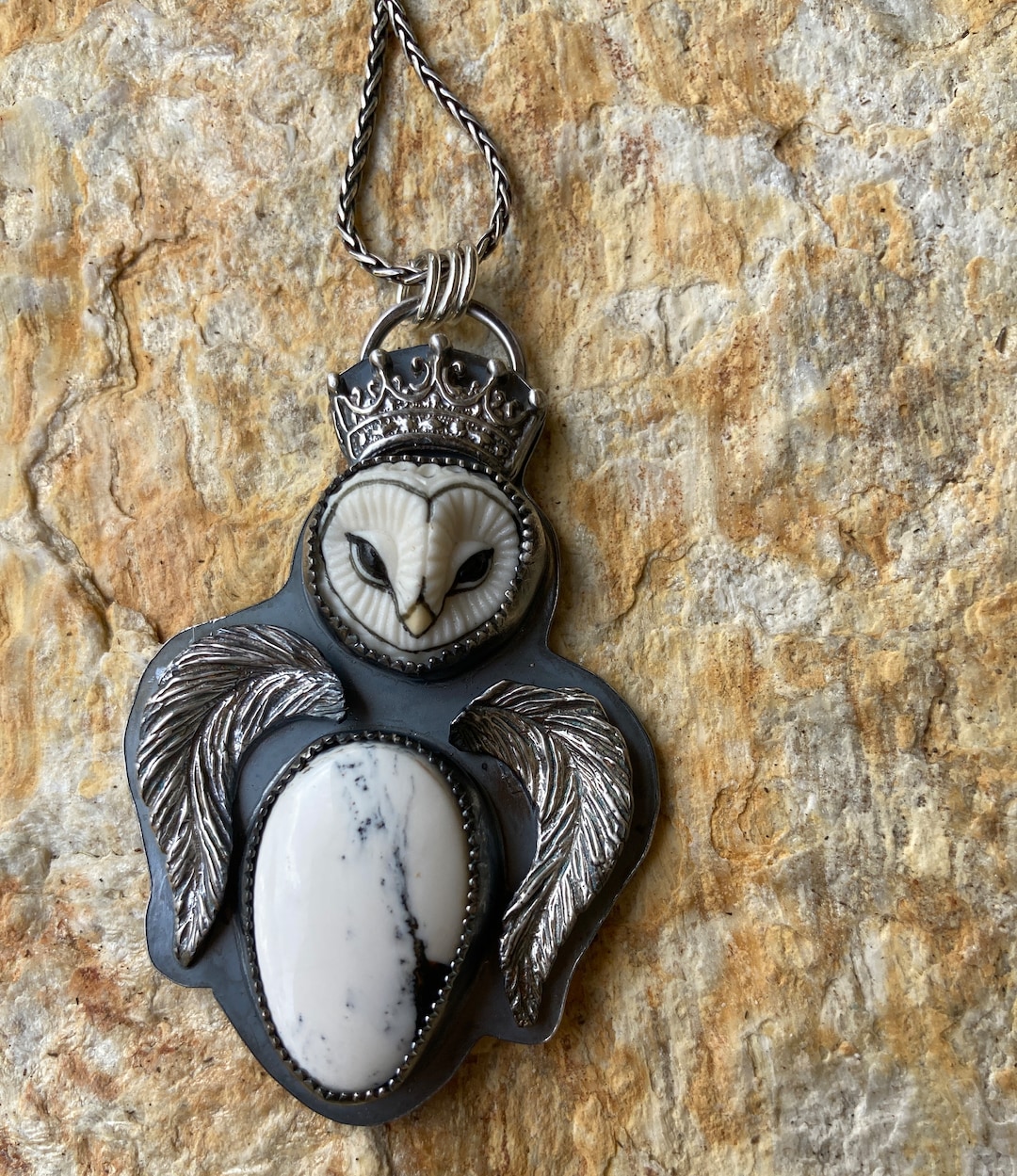 Porcelain Owl, White Buffalo, Crown, Queen, Snow, Sterling Silver ...