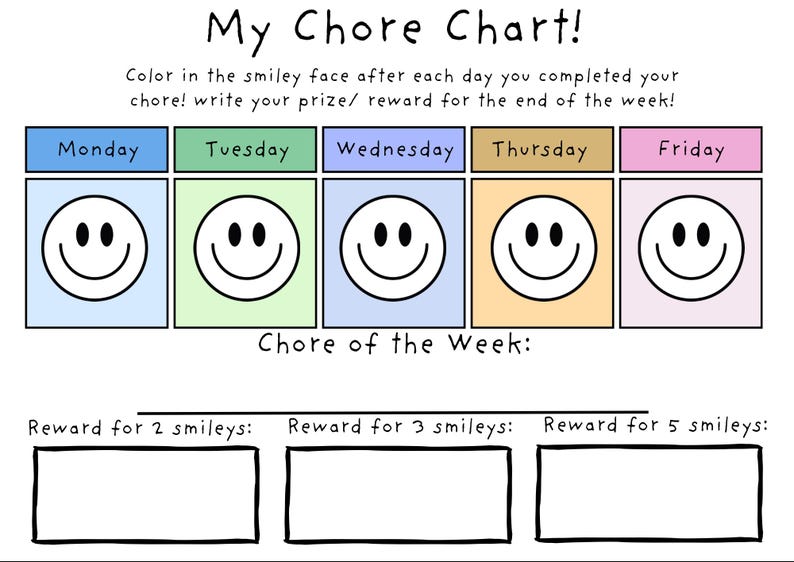 My Chore Chart for Kids - Etsy