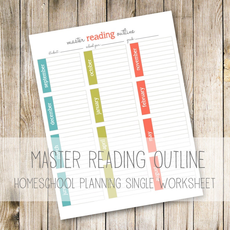 Master Reading Outline - Homeschool Planner Worksheets - Etsy