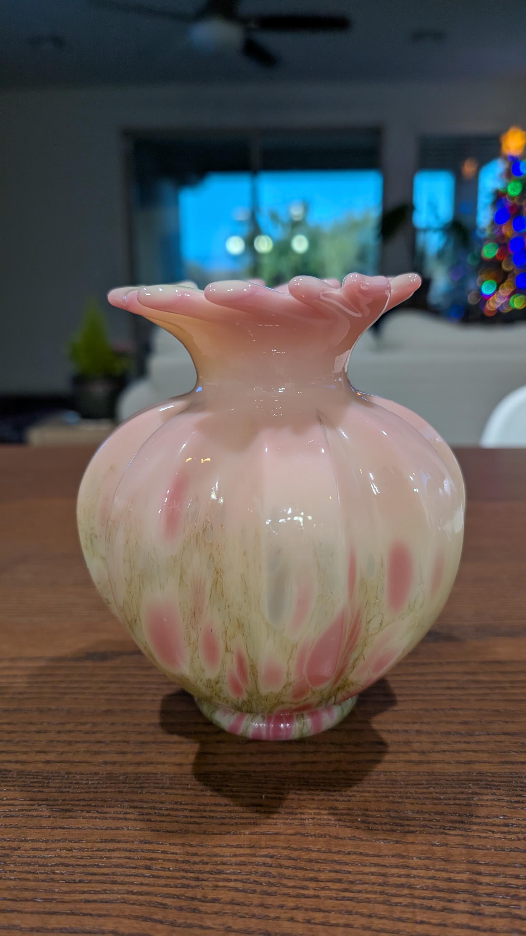 Rare Dave Fetty Fenton Art Glass Vase Burmese Cutting - Etsy